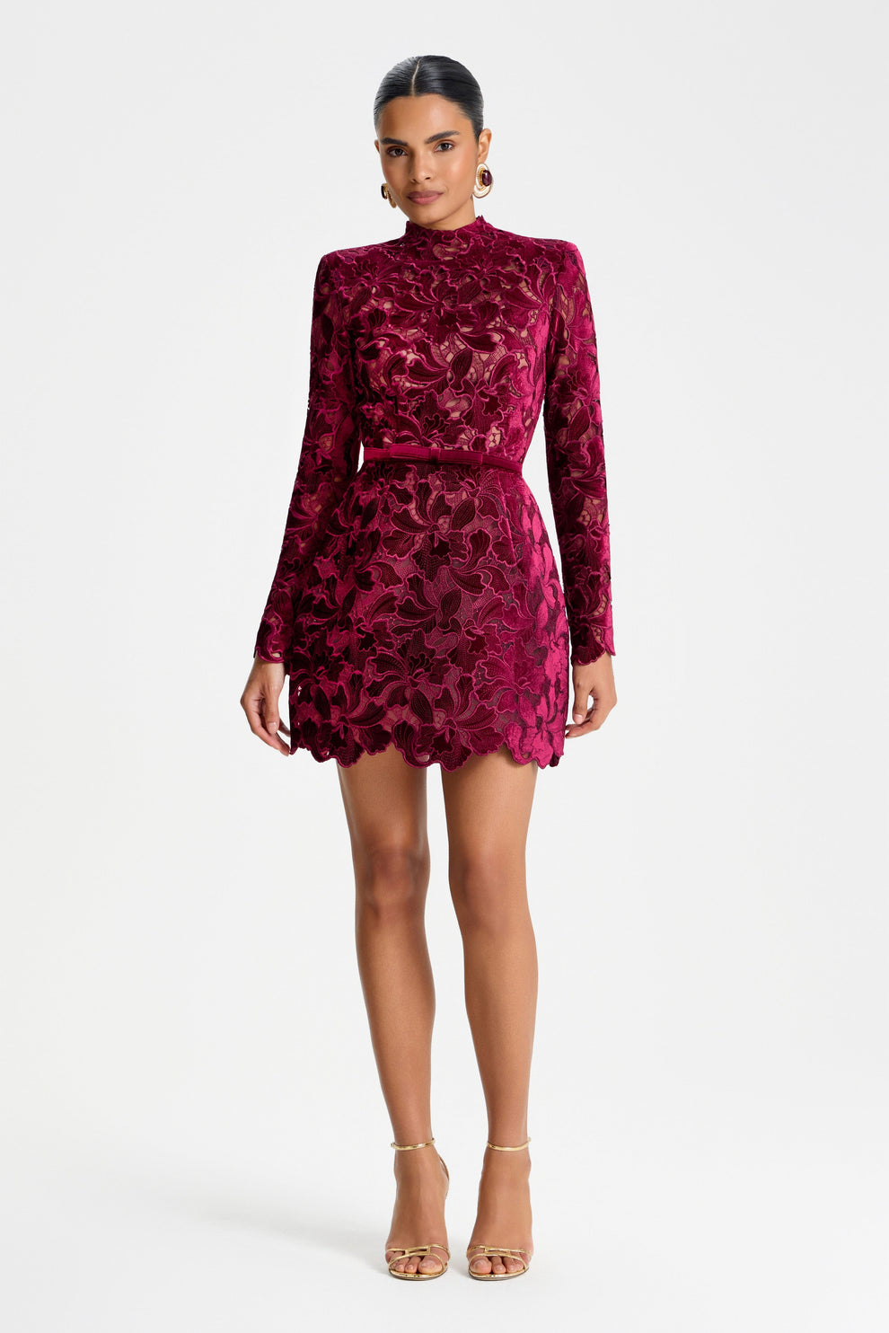 Lydia Burgundy Dress | NADINE MERABI