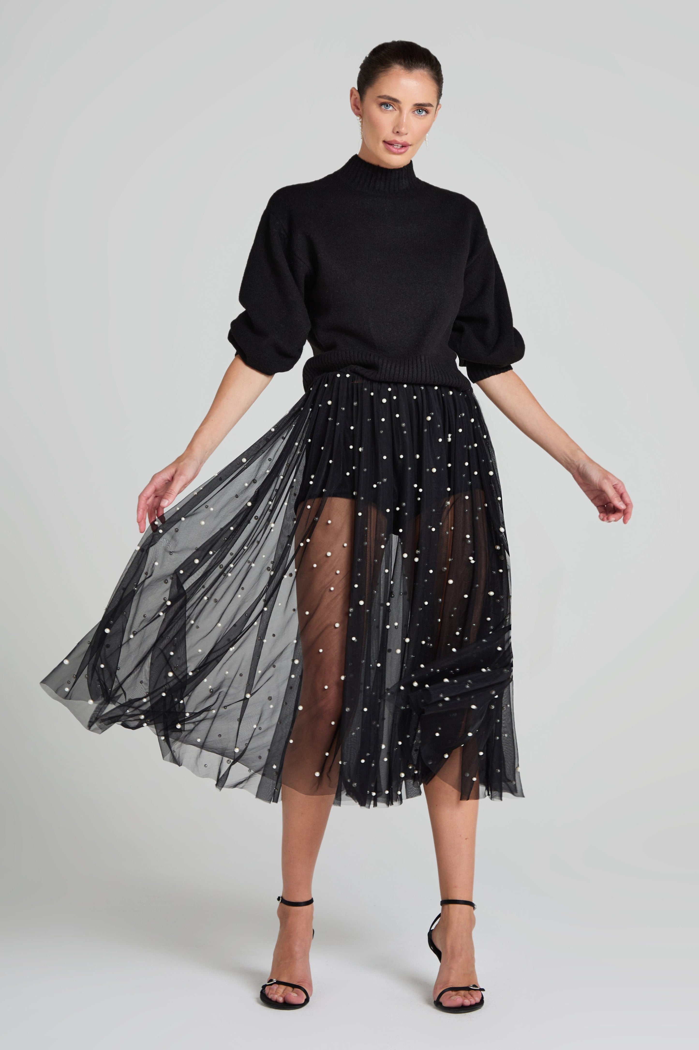 Blake Black Skirt | NADINE MERABI