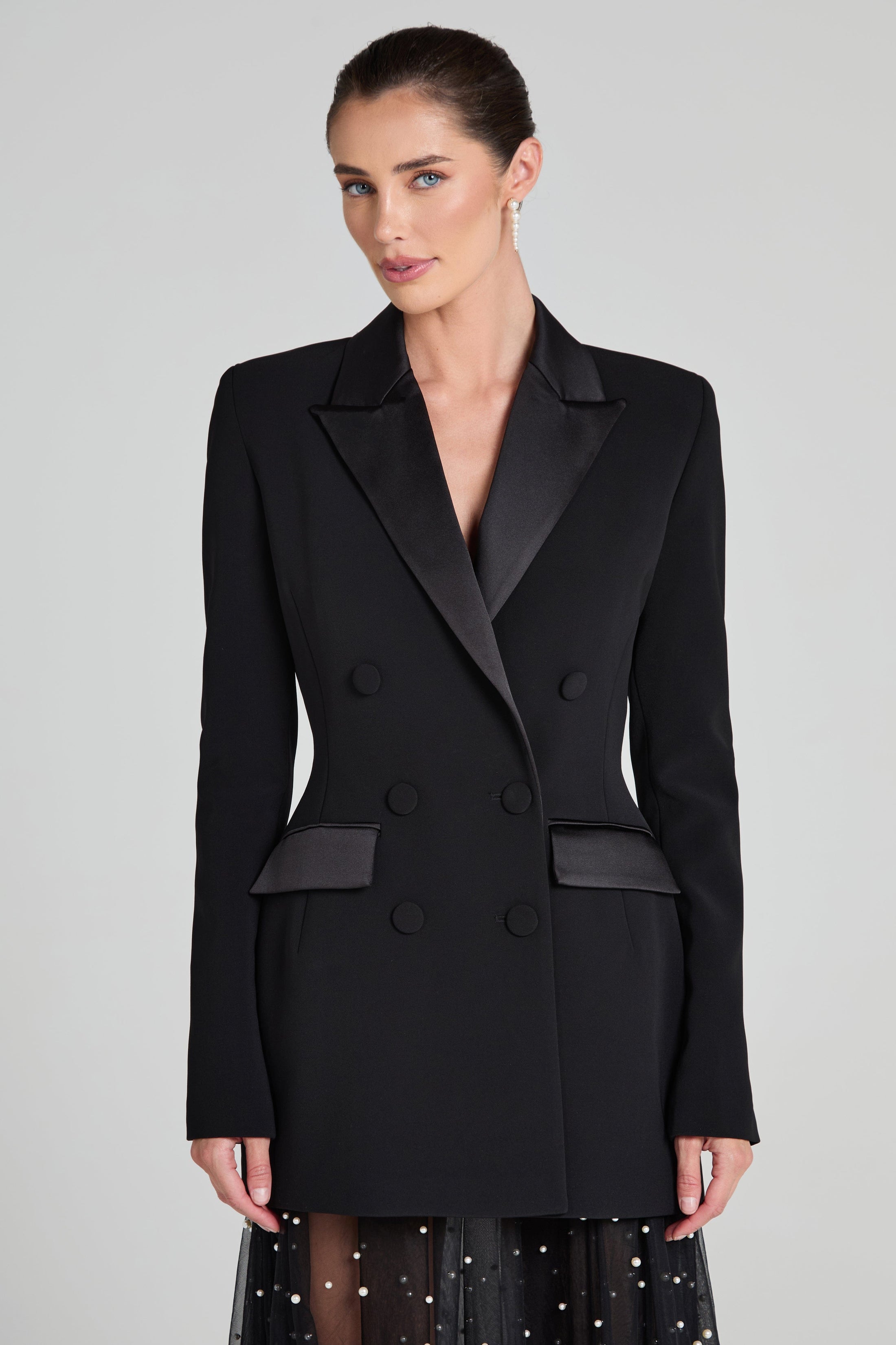 Monica Black Blazer Dress | NADINE MERABI